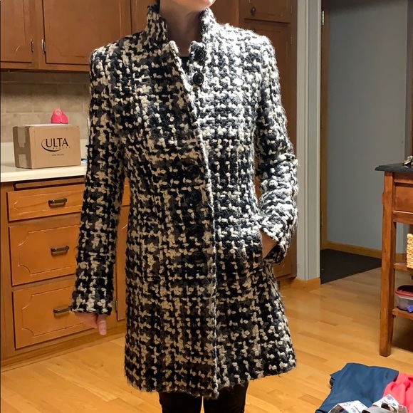 White House Black Market | Jackets & Coats | Black White Gray Wool Coat ...